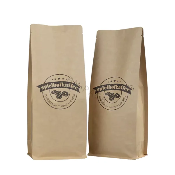 Kraft Paper Flat Bottom Coffee Bag - Custom Flexible Packaging Manufacturer